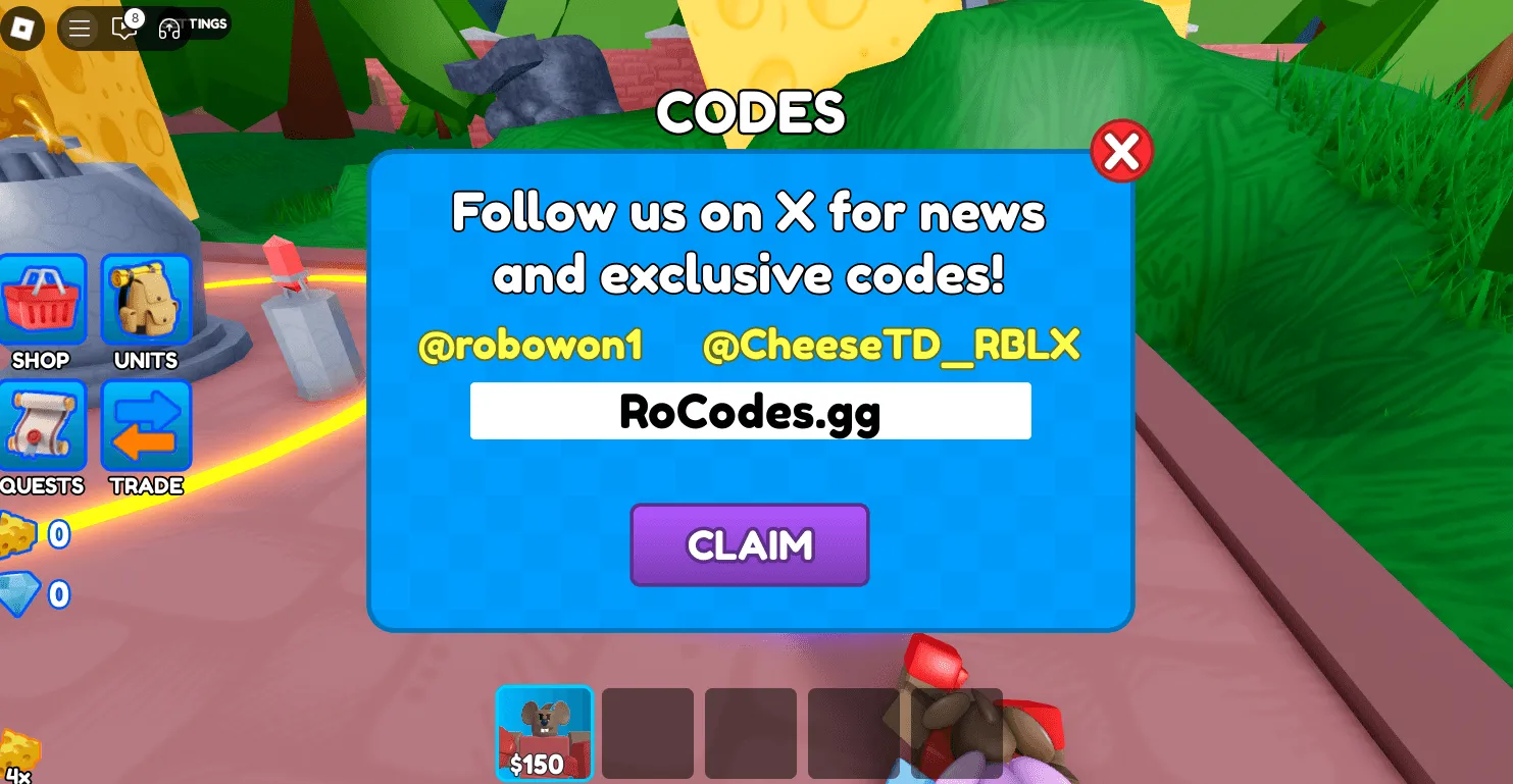 Cheese TD Codes | 1 Active Codes for May 2026 - RoCodes