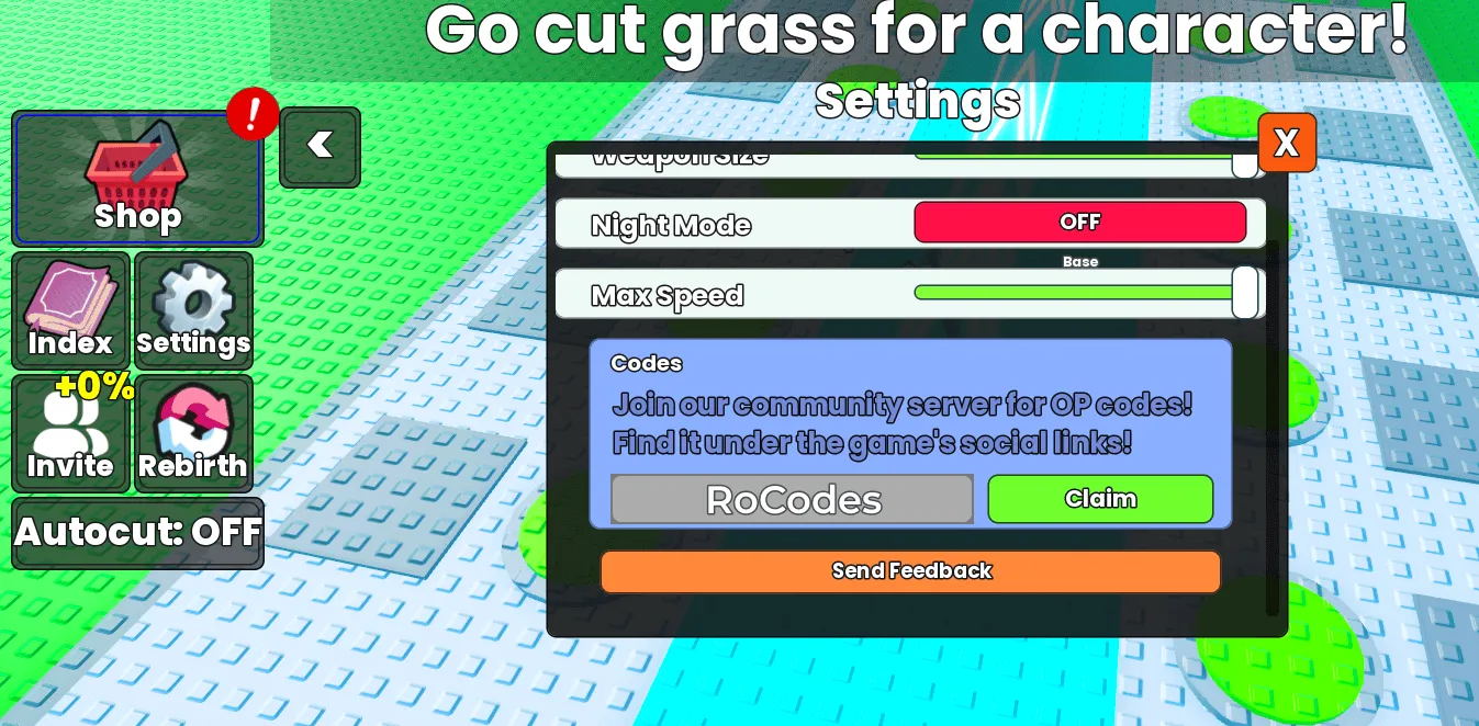 Cut Grass for Anime Characters Codes (May 2026) - RoCodes