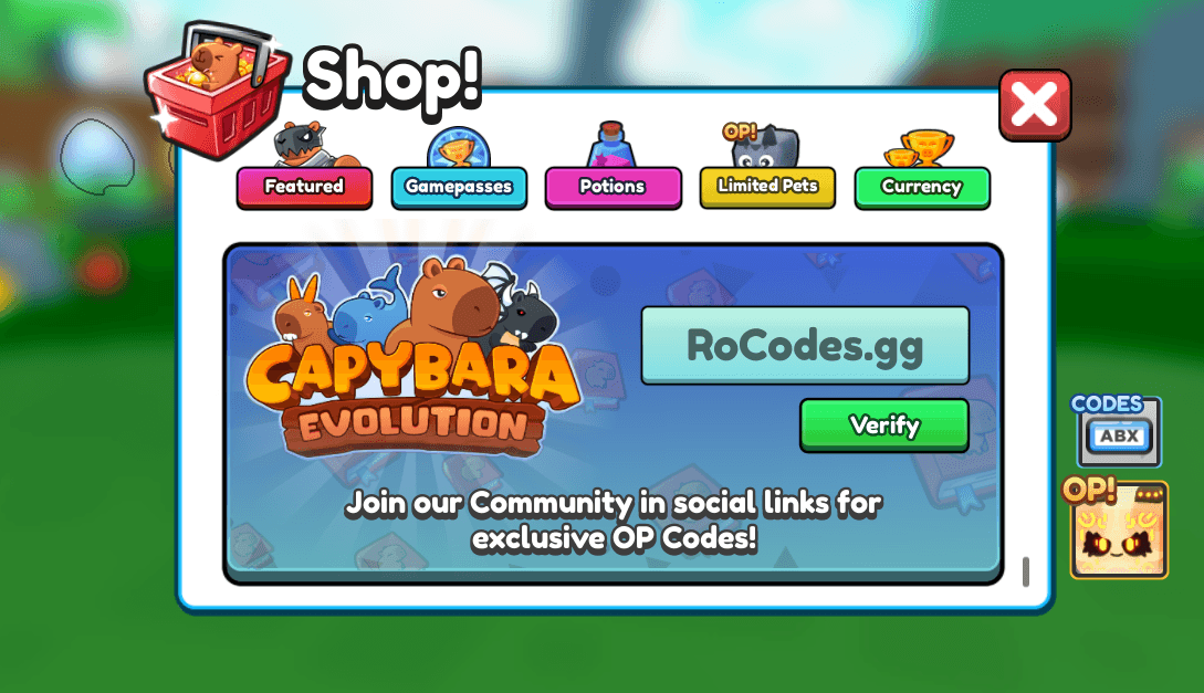 Capybara Evolution Codes March 2025 - RoCodes