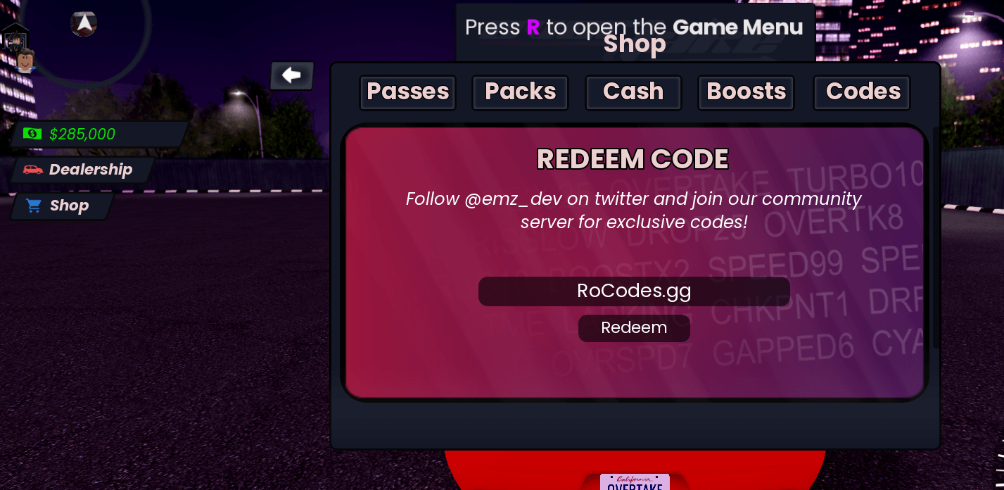 OVERTAKE Codes | 7 Active Codes for January 2026 - RoCodes